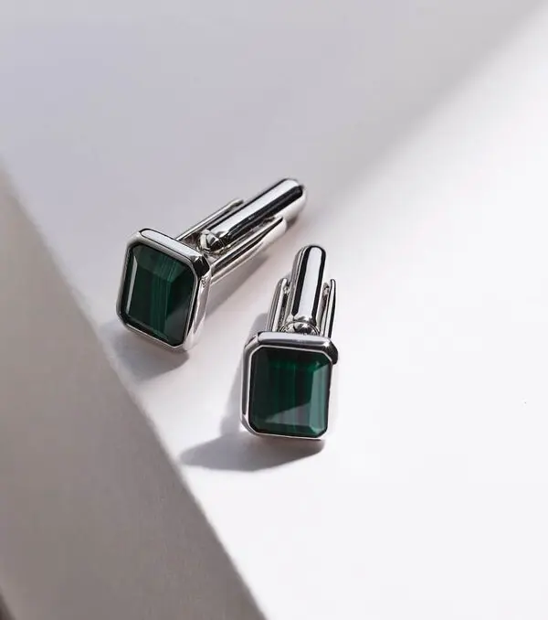 Mateo Sterling Cufflinks With Malachites