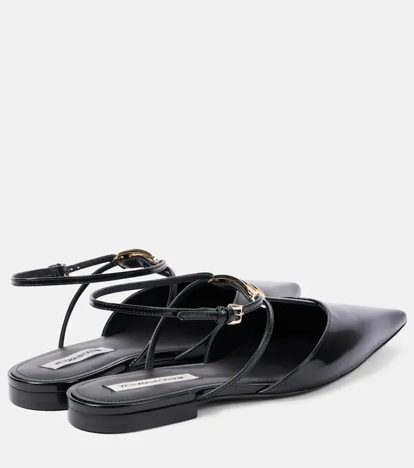 Victoria Beckham B Buckle Leather Slingback Flats