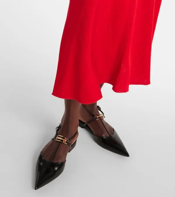 Victoria Beckham B Buckle Leather Slingback Flats