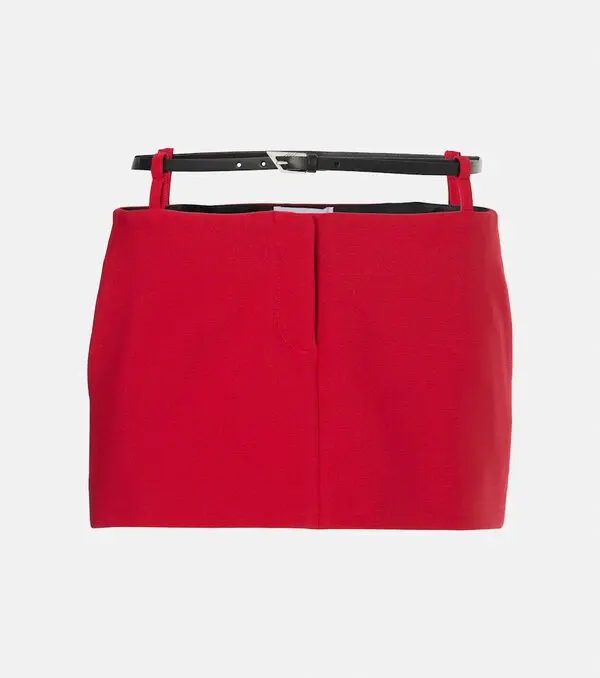 Attico Cutout Belted Miniskirt - Red
