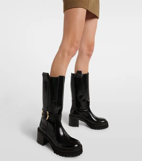 See By Chloé Knee-high Leather Boots With Gold Hardware