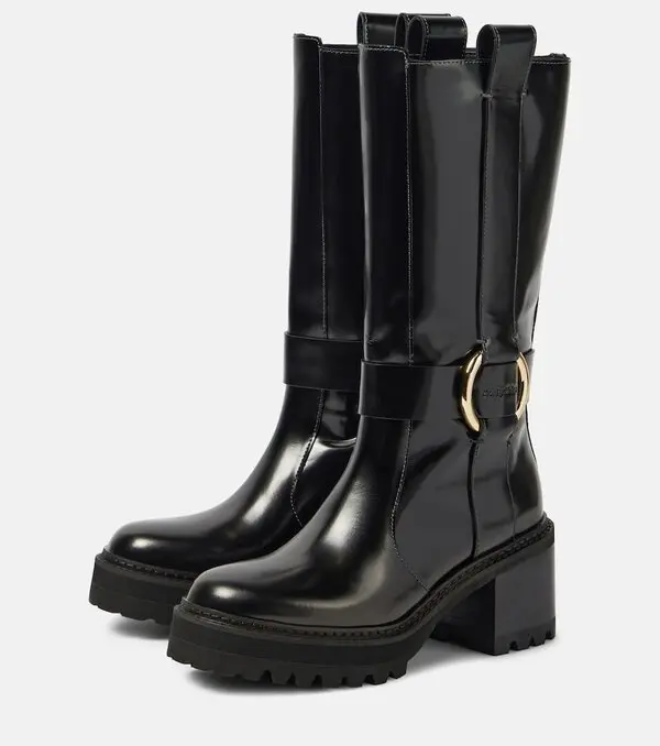 See By Chloé Knee-high Leather Boots With Gold Hardware