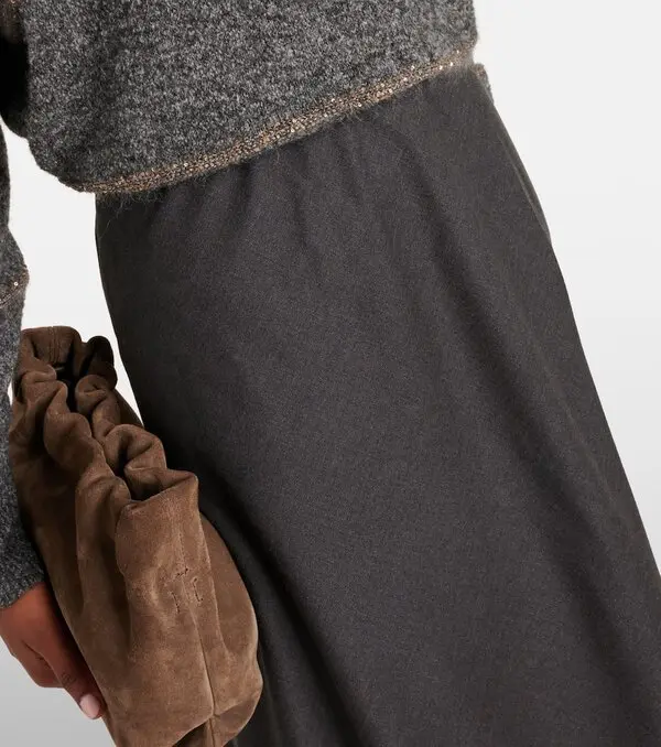 Brunello Cucinelli Wool-blend Midi Skirt - Grey