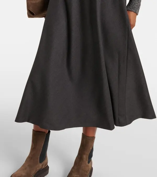 Brunello Cucinelli Wool-blend Midi Skirt - Grey