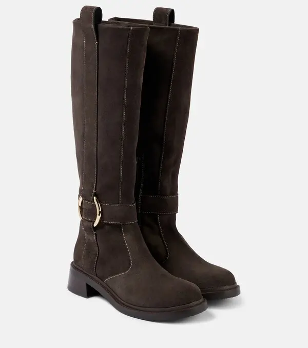 See By Chloé Ring Suede Knee-high Boots - Grey