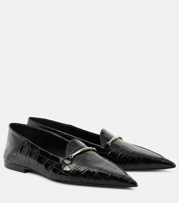 Victoria Beckham Morsetto Croc-effect Leather Loafers - Black