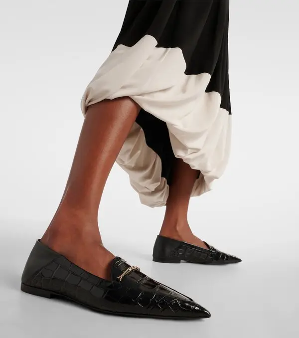Victoria Beckham Croc-effect Leather Loafers