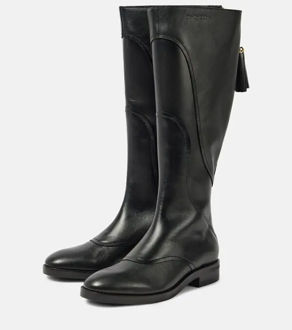 See By Chloé Knee-high Leather Boots With Tassel Detail