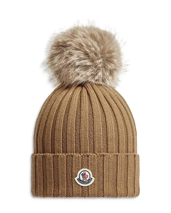 Moncler Ribbed Beanie - Beige