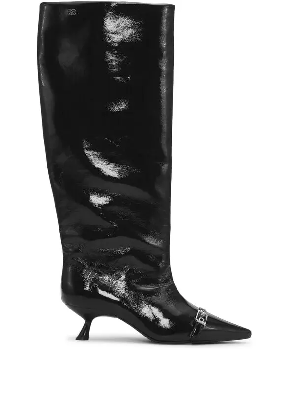 GANNI Eyelet-detail Knee-high Boots - Black