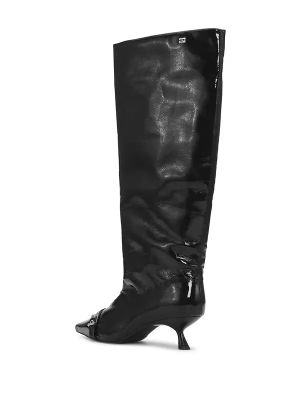 GANNI Eyelet-detail Knee-high Boots - Black
