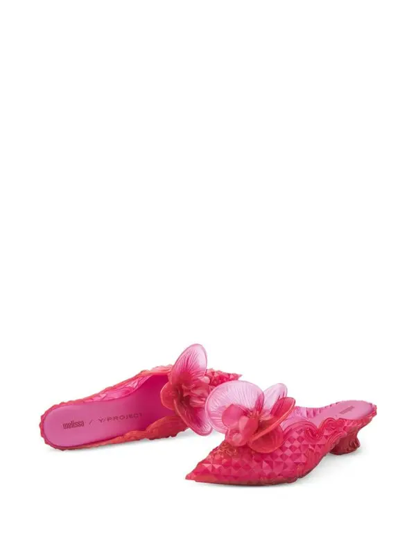Y/Project X Melissa Floral-Appliqué Mules - Pink | Editorialist