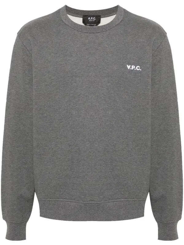 A.p.c. Flocked-logo Sweatshirt - Grey