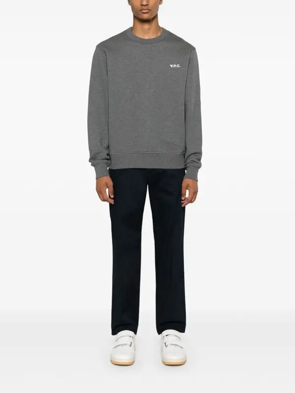 A.p.c. Flocked-logo Sweatshirt - Grey