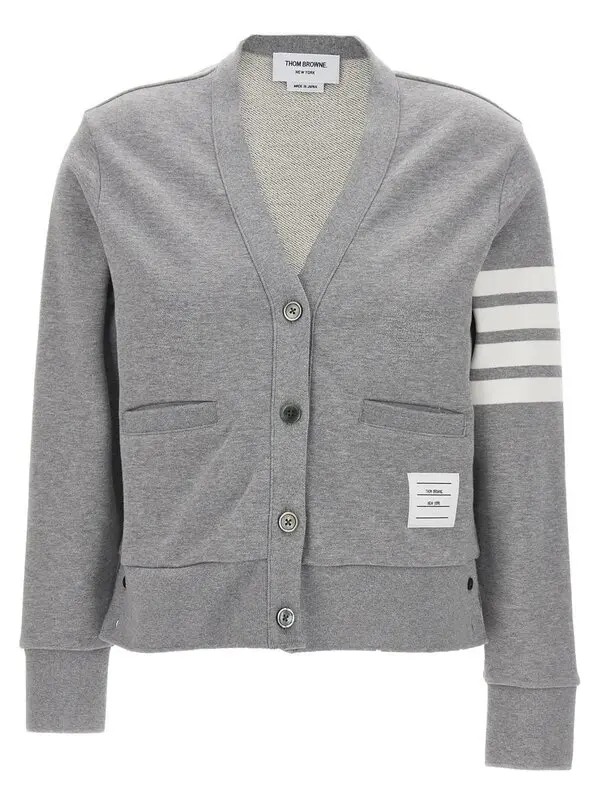 Thom Browne 4-bar Cotton Cardigan - Gray