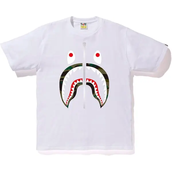 A BATHING APE 1st Camo Shark Tee Shirt - White/green