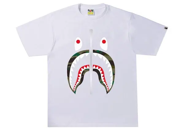 A BATHING APE 1st Camo Shark Tee Shirt - White/green