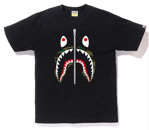 A BATHING APE 1st Camo Shark Tee Shirt Tee Shirt - Black/green