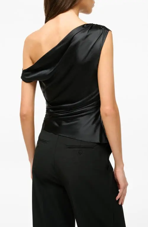 Staud Phare One-shoulder Stretch Silk Top - Black