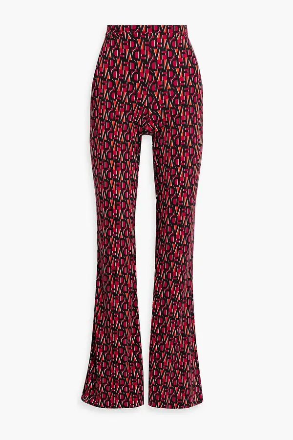 Diane Von Furstenberg Printed Stretch-jersey Flared Pants - Fuchsia