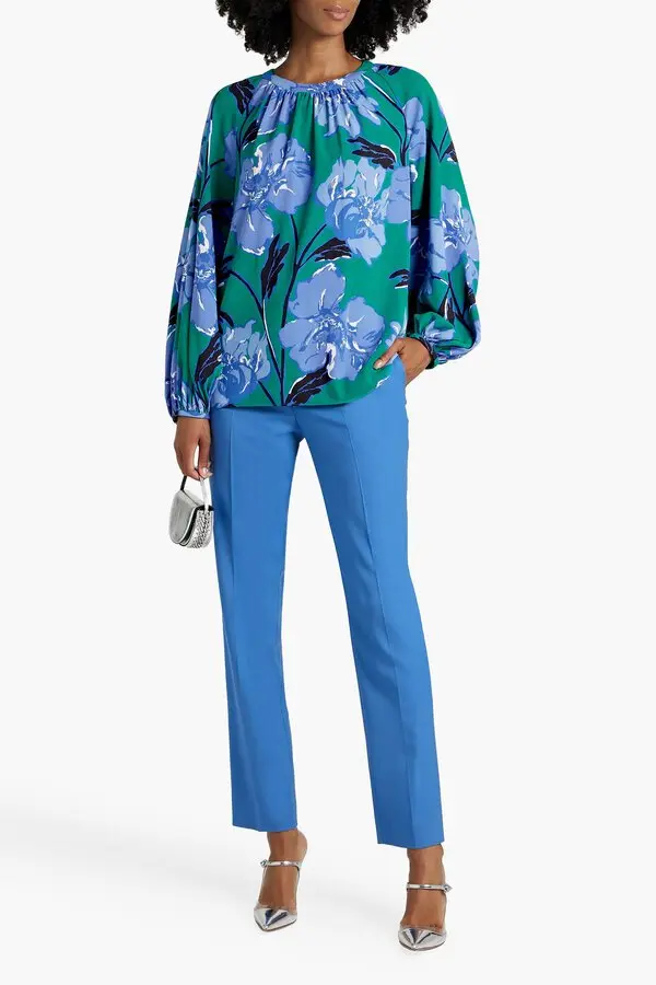 Diane Von Furstenberg Floral-print Crepe Blouse