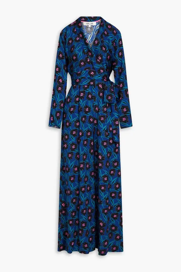 Diane Von Furstenberg Piper Floral-print Crepe Jumpsuit - Royal Blue
