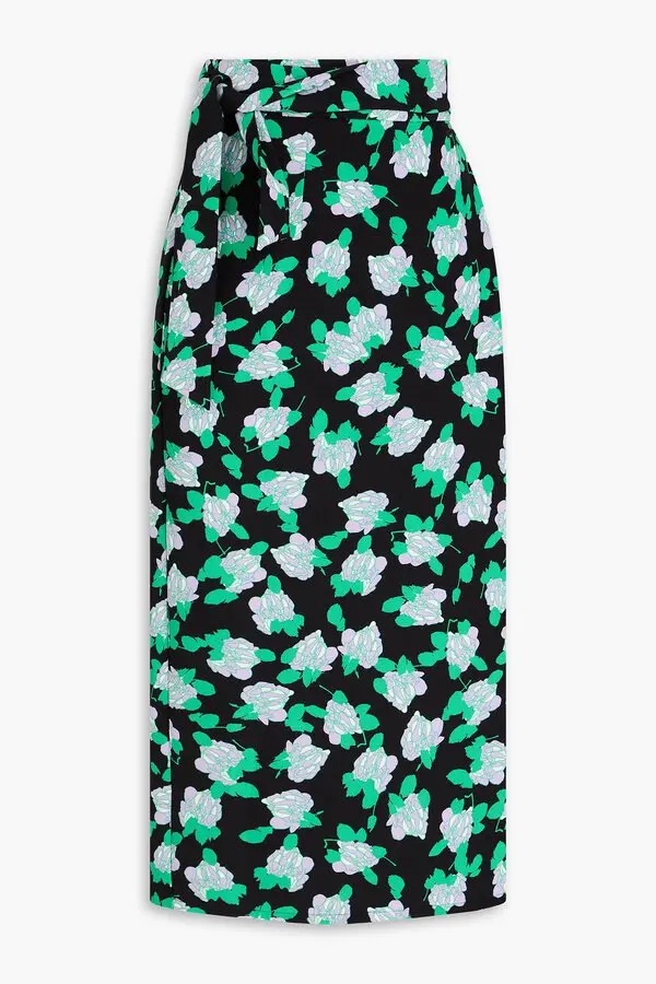 Diane Von Furstenberg Elma Floral-print Cady Midi Wrap Skirt