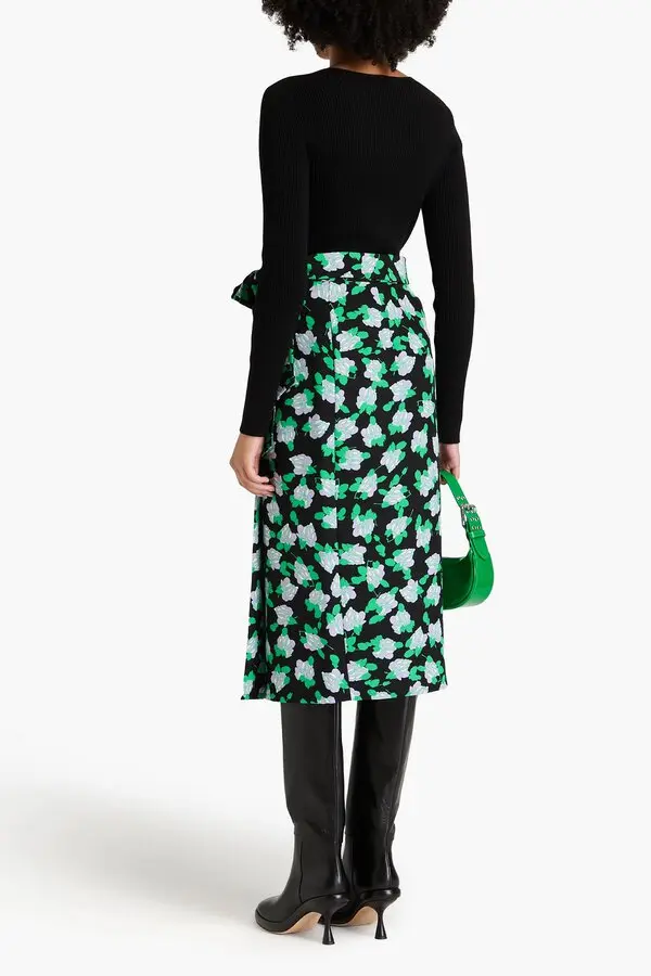 Diane Von Furstenberg Elma Floral-print Cady Midi Wrap Skirt