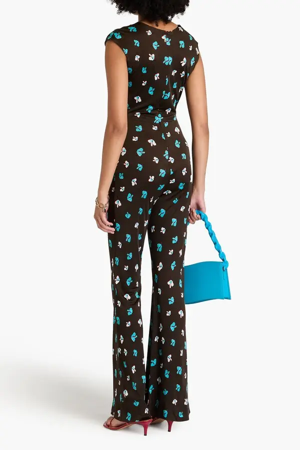Diane Von Furstenberg Danella Wrap-effect Floral-print Jersey Jumpsuit