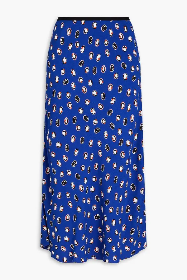Diane Von Furstenberg Delphie Printed Crepe Midi Skirt - Royal Blue