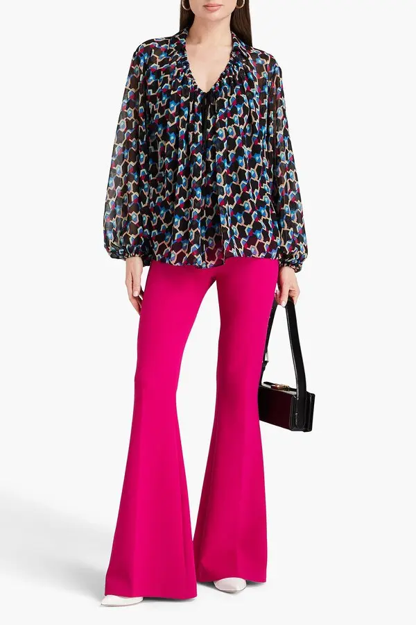 Diane Von Furstenberg Kipleen Printed Chiffon Blouse