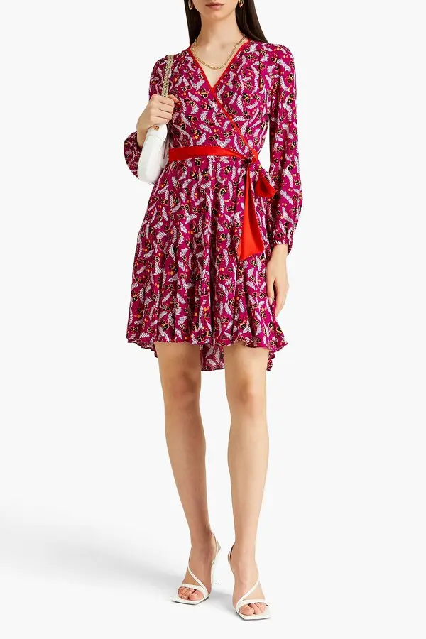 Diane Von Furstenberg Linsey Printed Mini Wrap Dress