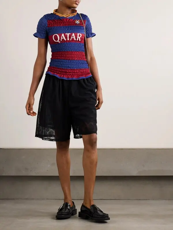 CONNER IVES Printed Shirred Jersey Top