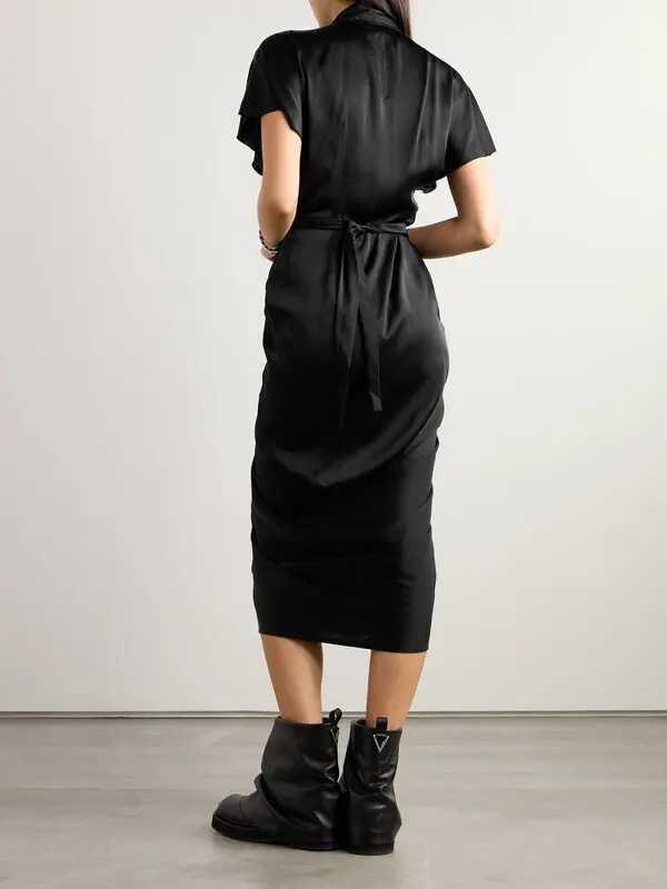 Rick Owens Draped Satin Midi Wrap Dress
