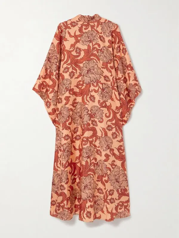 La DoubleJ Magnifico Printed Silk-twill Maxi Dress - Orange