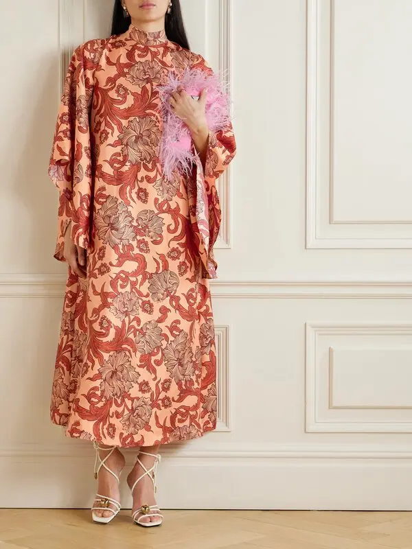 La DoubleJ Magnifico Printed Silk-twill Maxi Dress - Orange