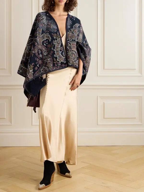 Etro Reversible Embroidered Canvas Cape