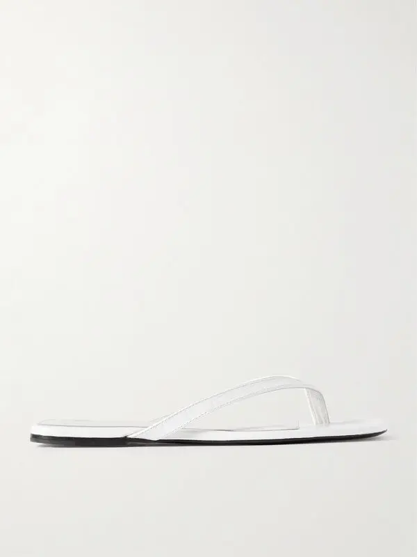 TOTEME Croc-effect Leather Flip Flops - White