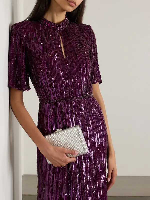 Jenny Packham Viola Bead-Embellished Sequined Gown In Purple - 60% Off |  Editorialist