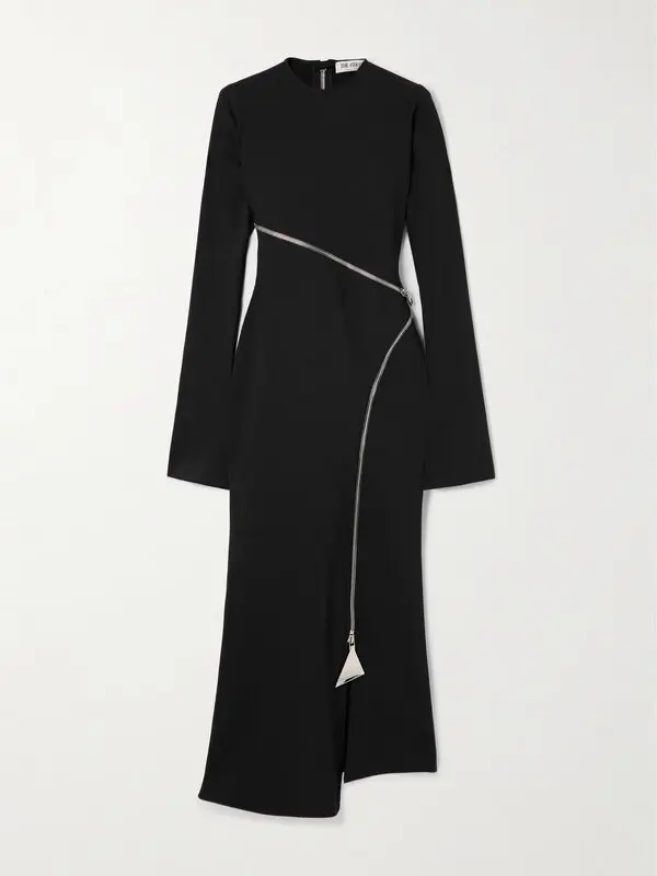 Attico Zip-embellished Stretch-crepe Midi Dress
