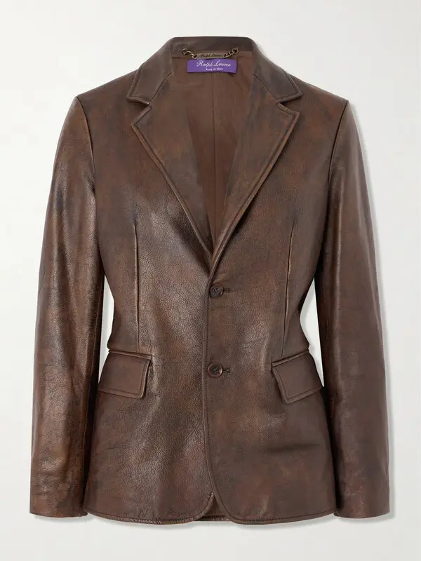 Ralph Lauren Tomasso Distressed Leather Blazer