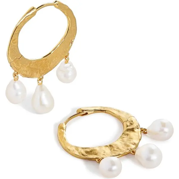 Monica Vinader Capri Freshwater Pearl Charm Hoop Earrings - Yellow Gold