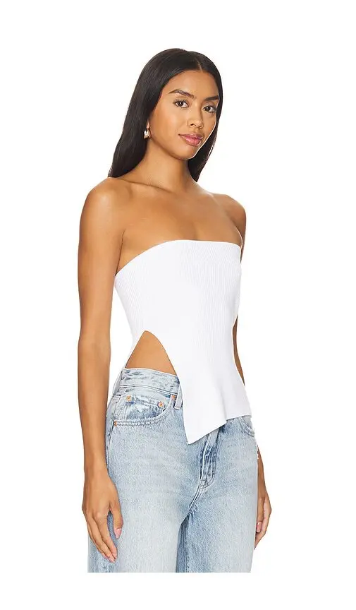 SNDYS. Novalie Ribbed Knit Top - White