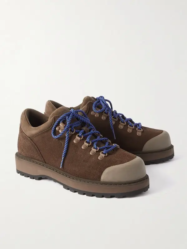 Diemme Cornaro Rubber-trimmed Suede Sneakers - Brown