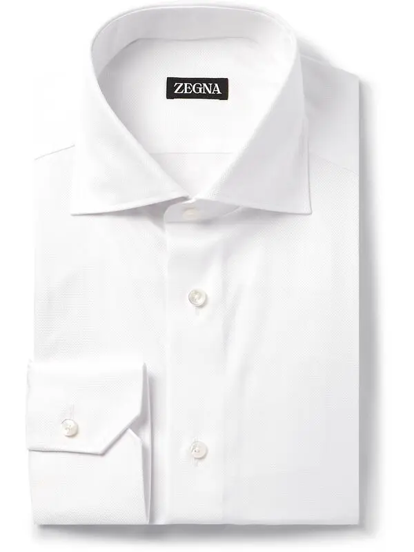 Zegna Cutaway-collar Cotton Oxford Shirt - White