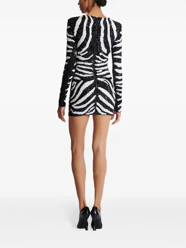 Balmain Sequin-embellished Zebra Pattern Dress
