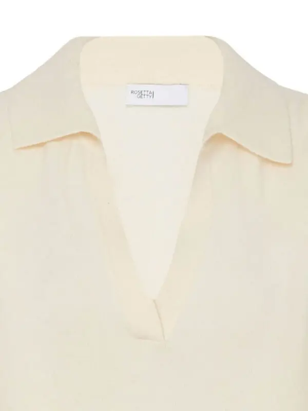Rosetta Getty Open-neck Knitted Polo Top