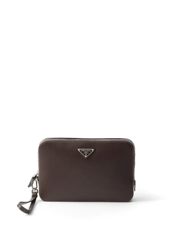 Prada Leather Clutch Bag - Brown