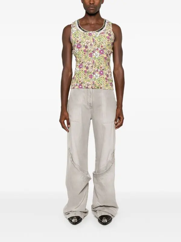 Martine Rose Layered Floral-print Tank Top