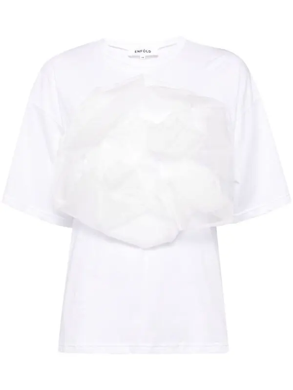 ENFOLD Floral-appliqué T-shirt